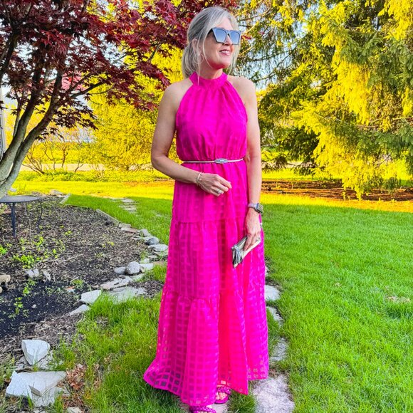 Chicwish | Dresses | Chicwish Halter Neck Maxi Dress In Hot Pink | Poshmark